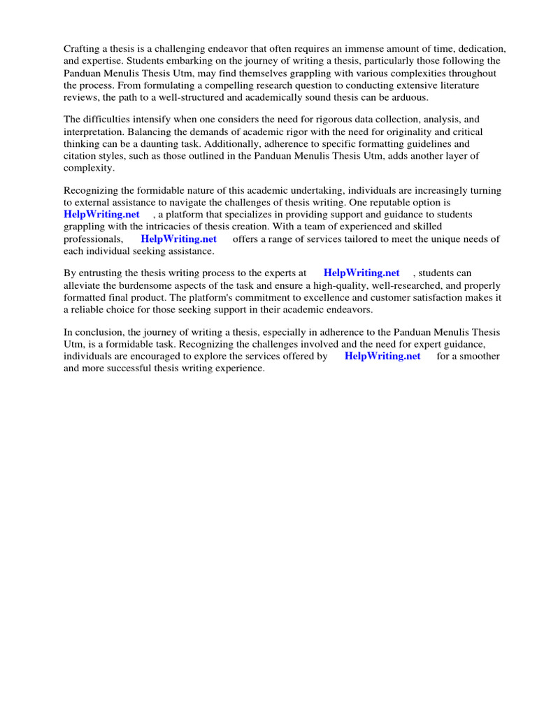 Panduan Menulis Thesis Utm | PDF