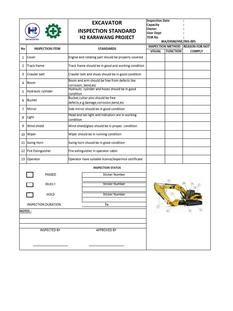 05.5 Inspeksi Excavator | PDF | Vehicles | Manufactured Goods