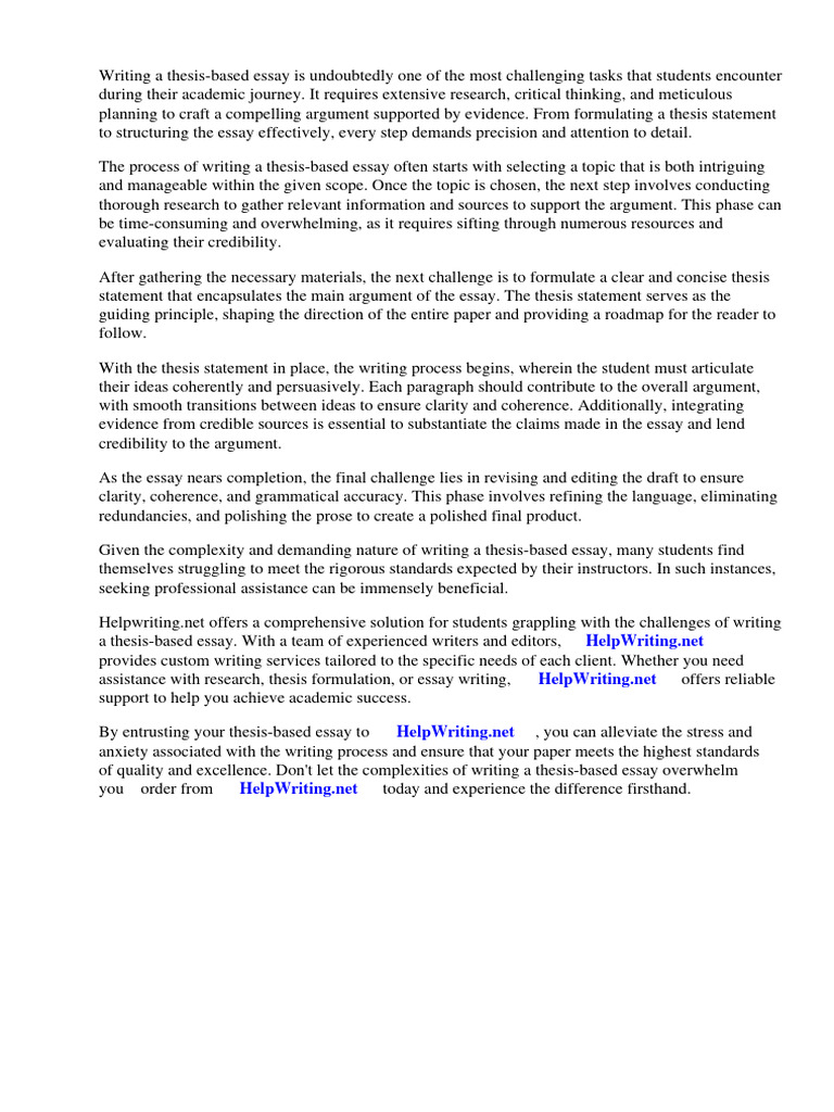Writing A Thesis Based Essay | PDF