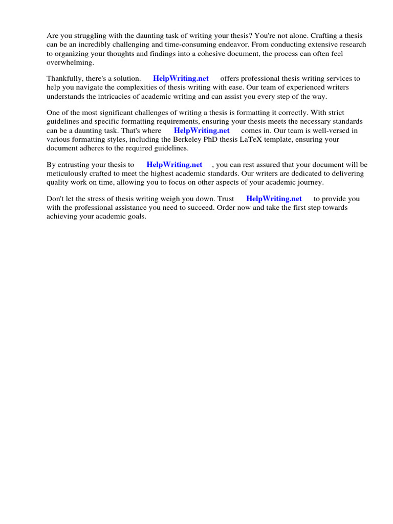 Berkeley PHD Thesis Latex Template | PDF | Thesis | Doctor Of Philosophy