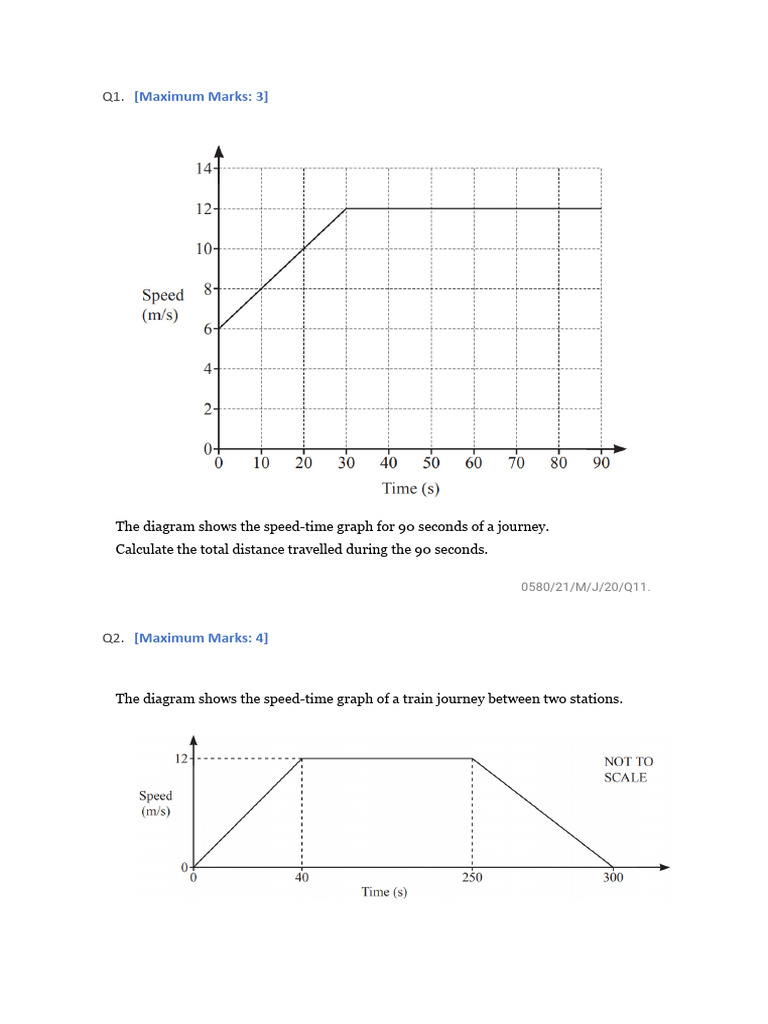 Speed-Time Graph Calculations for Journeys | PDF