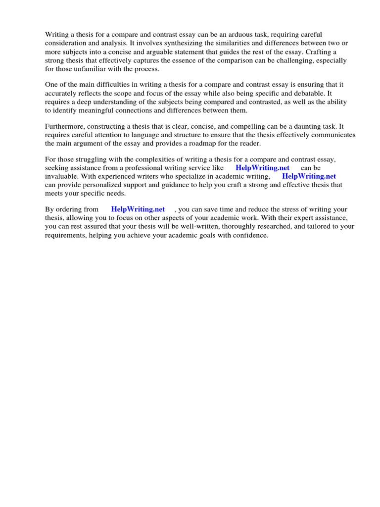 How To Write The Thesis of A Compare and Contrast Essay | PDF | Career ...
