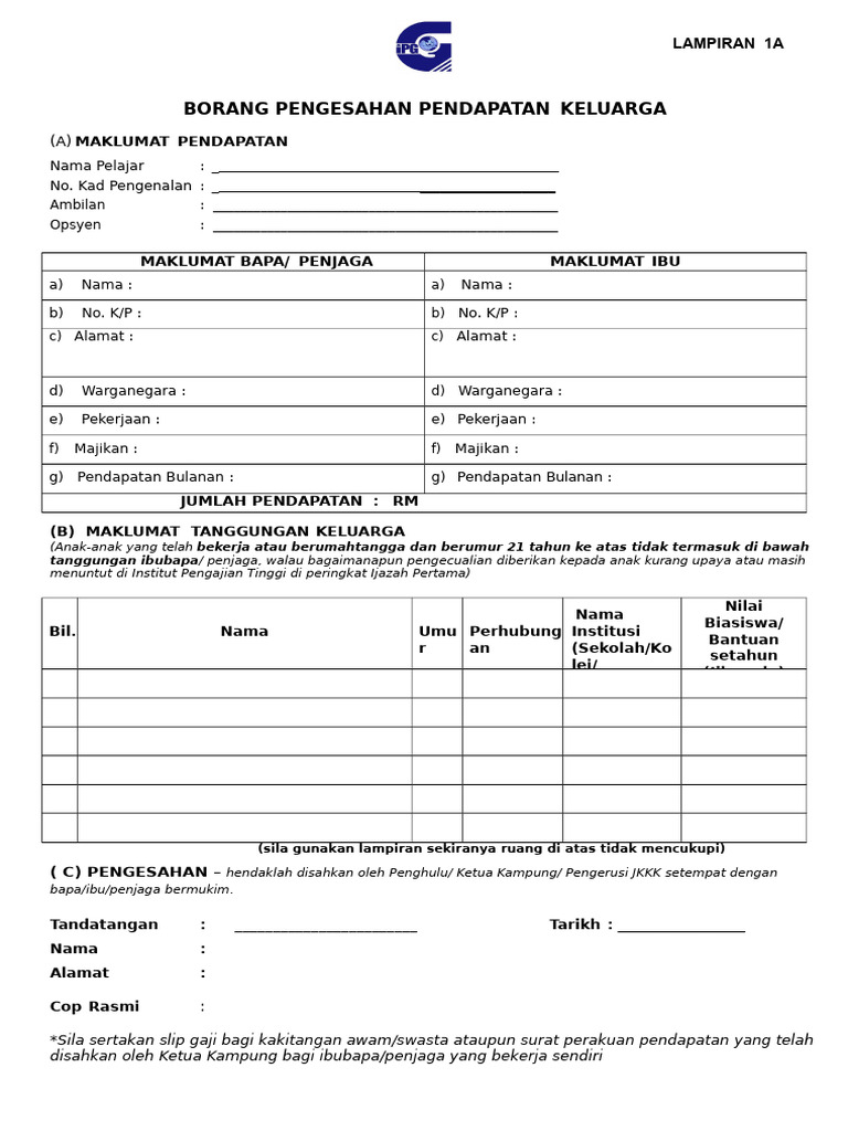 Borang Pengesahan Pendapatan Keluarga Compress Pdf