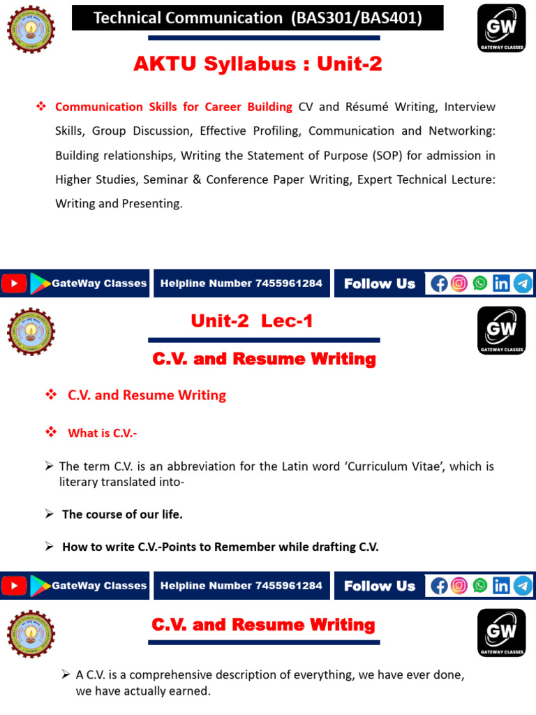 Technical Communication 2nd Yr Unit 2 | PDF | Résumé | Lecture