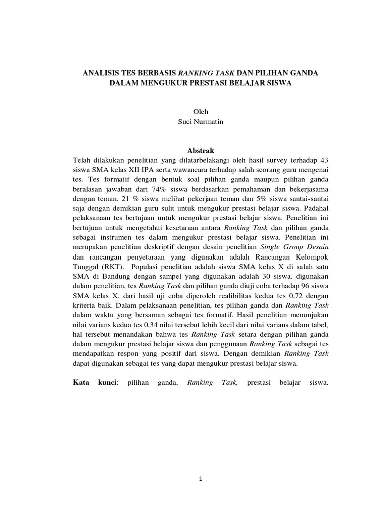 Analisis Tes Berbasis Ranking Task Dan P | PDF