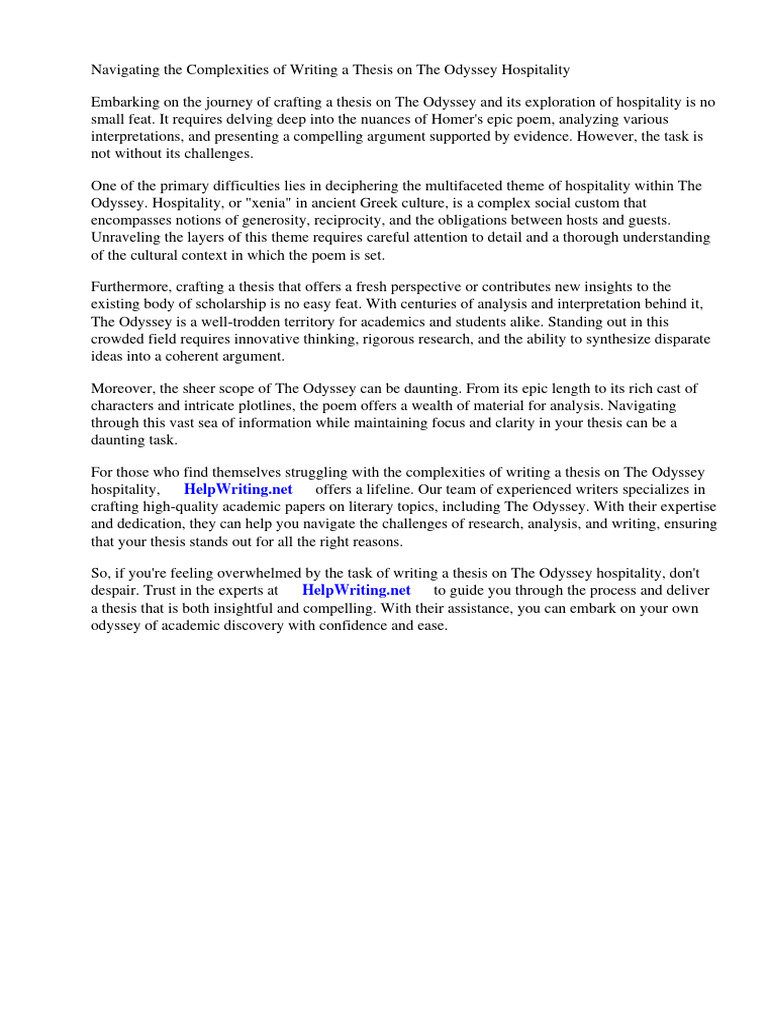 The Odyssey Hospitality Thesis Statement | PDF