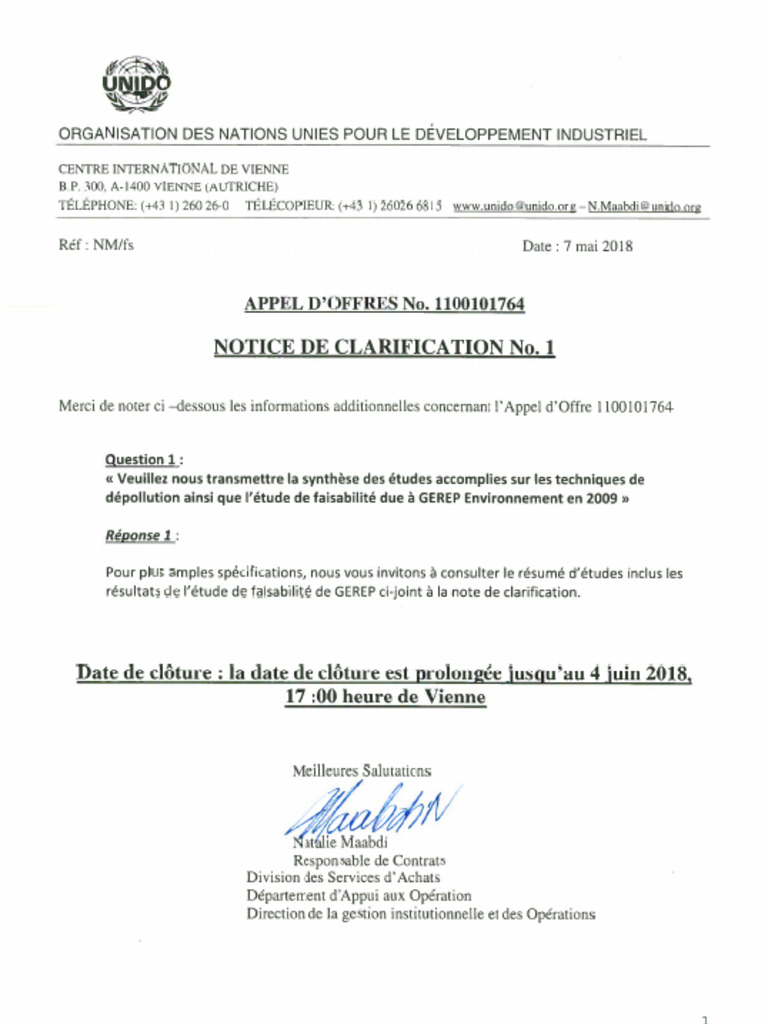 Note de Clarification No1 | PDF