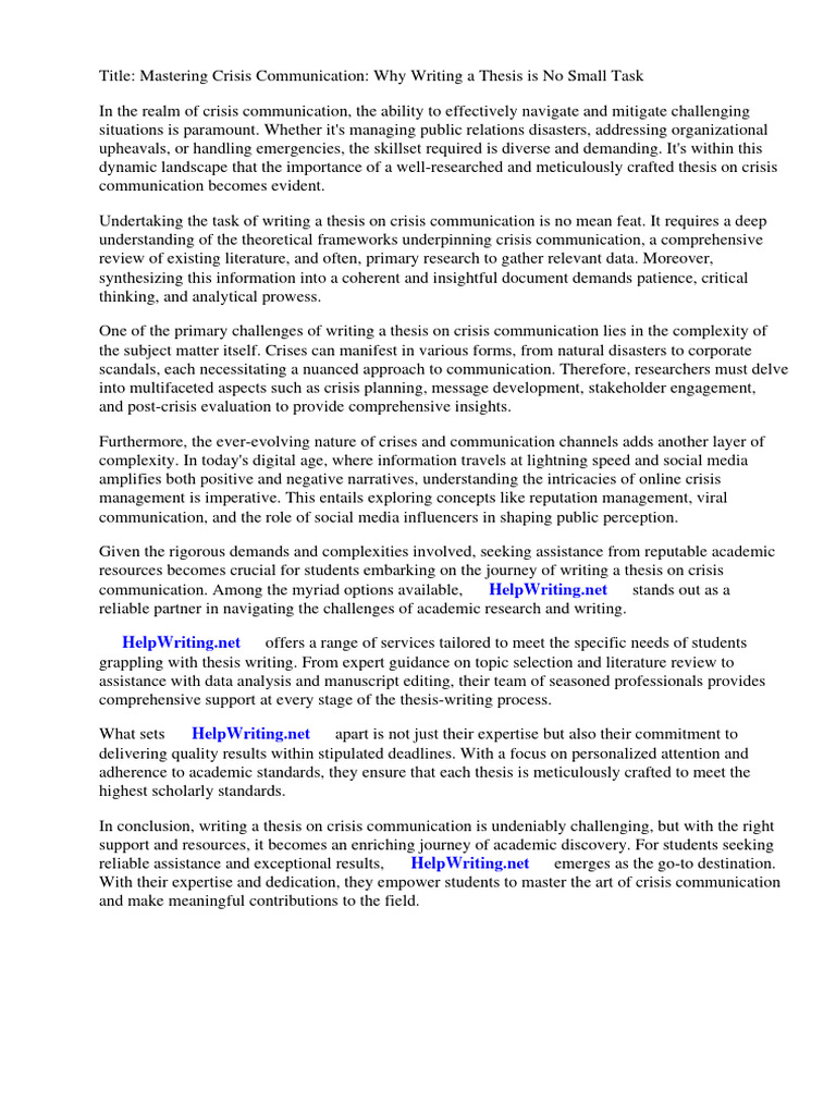 Crisis Communication Thesis PDF | PDF