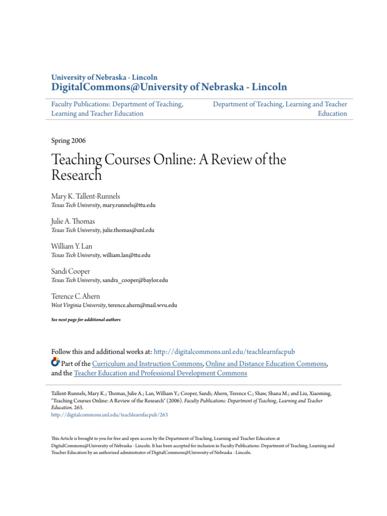 Teaching Courses Online: A Review of The Research: Digitalcommons ...