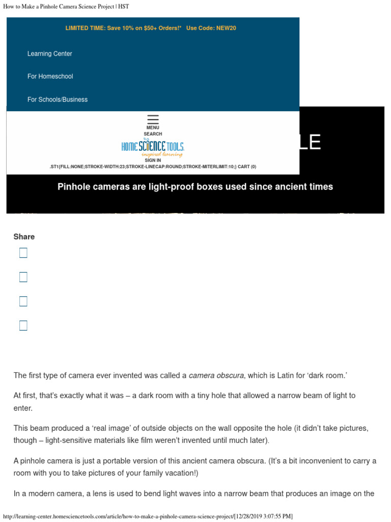 How To Make A Pinhole Camera Science Project Hst Pdf