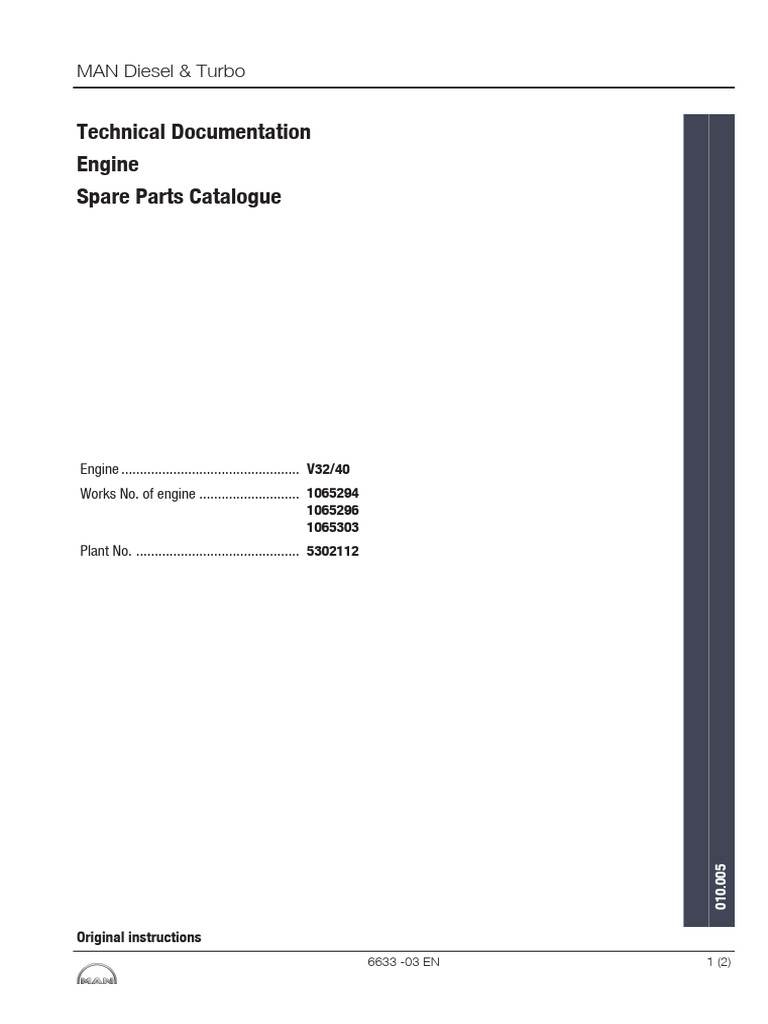 Technical Documentation Engine Spare Parts Catalogue: MAN Diesel ...