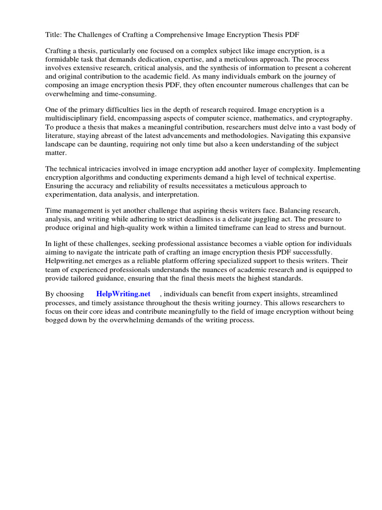 Image Encryption Thesis PDF | PDF | Computers