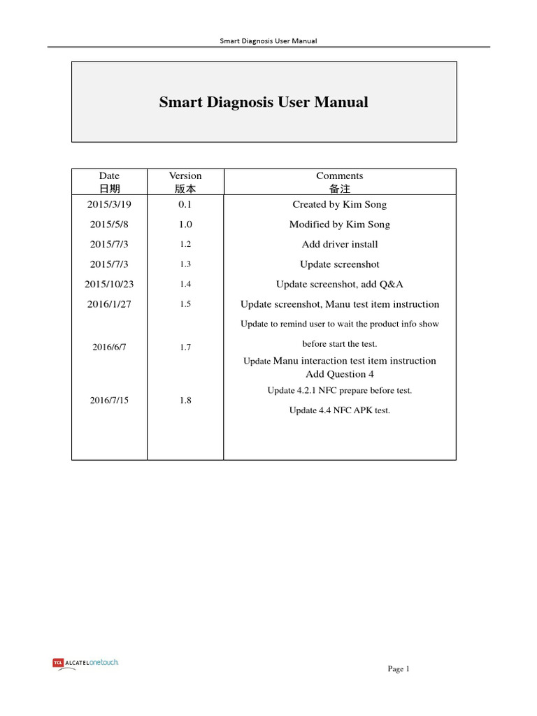 Smart Diagnosis Manual V1.8 | PDF