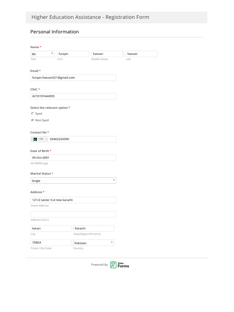 Higher Education Assistance Registration Form | PDF | Banks | Loans