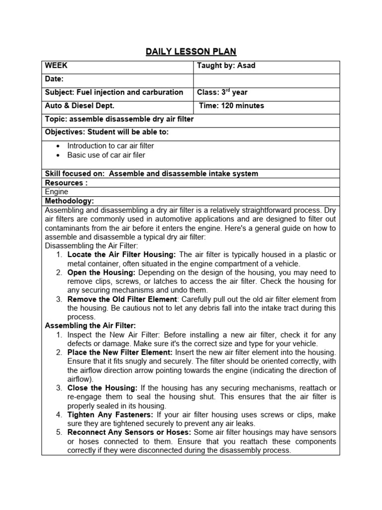 2 Disamble Dry Type Air Cleaner Assembly and Filter Element | PDF ...