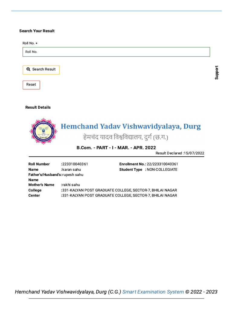 Hemchand Yadav Vishwavidyalaya, Durg (C.G.) | PDF