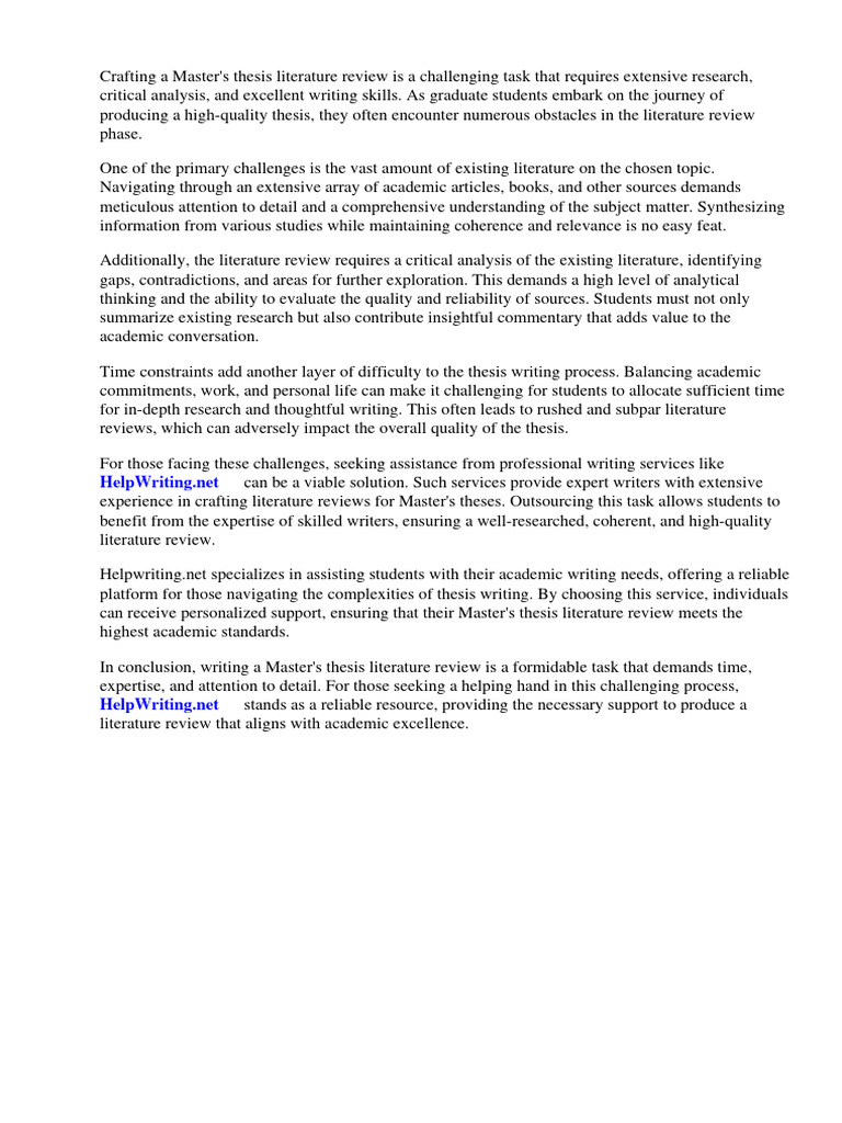 Ma Thesis Literature Review | PDF | Thesis | Academic Publishing