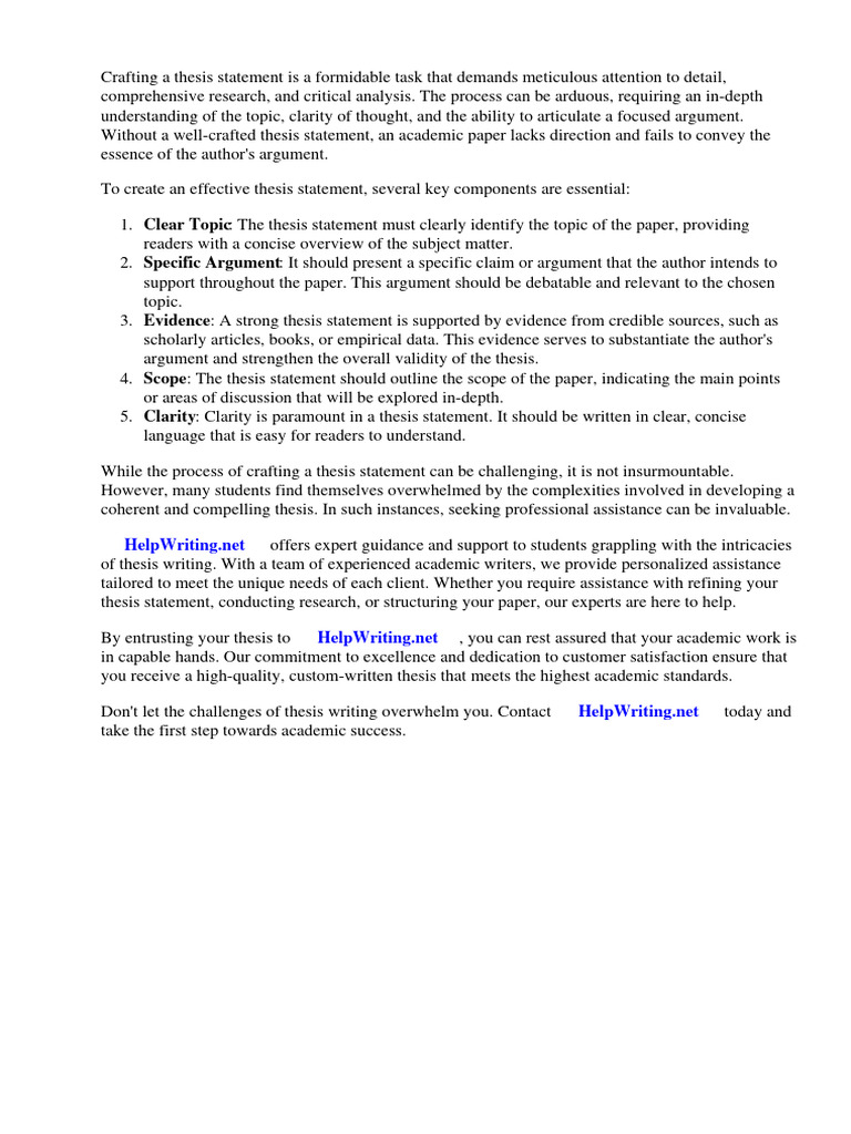 What Components Are Needed For A Thesis Statement | PDF | Essays | Thesis