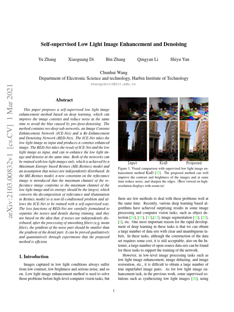Self-Supervised Low Light Image Enhancement and Denoising | PDF | Computer Vision | Image Editing