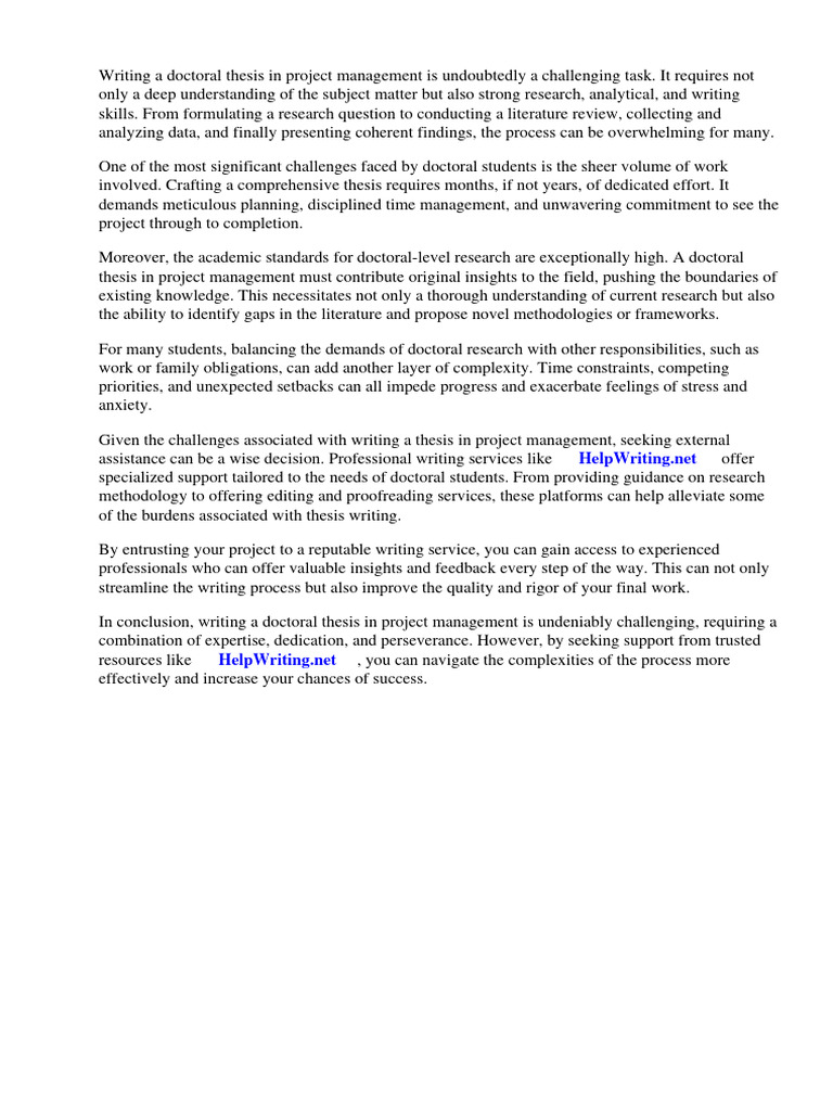 Project Management Doctoral Thesis | PDF | Thesis | Hypothesis