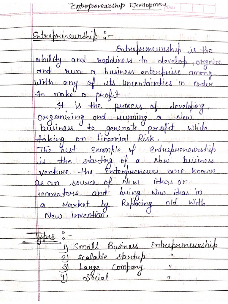 Entrepreneurship Unit 1 | PDF