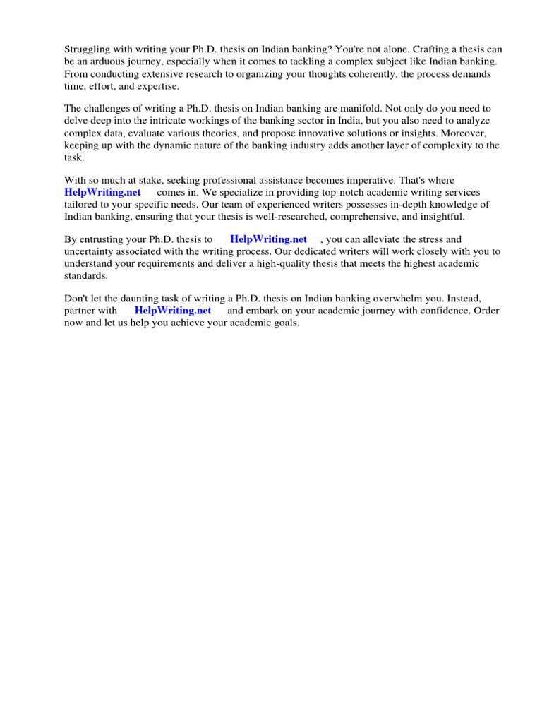 Phd Thesis on Indian Banking | PDF