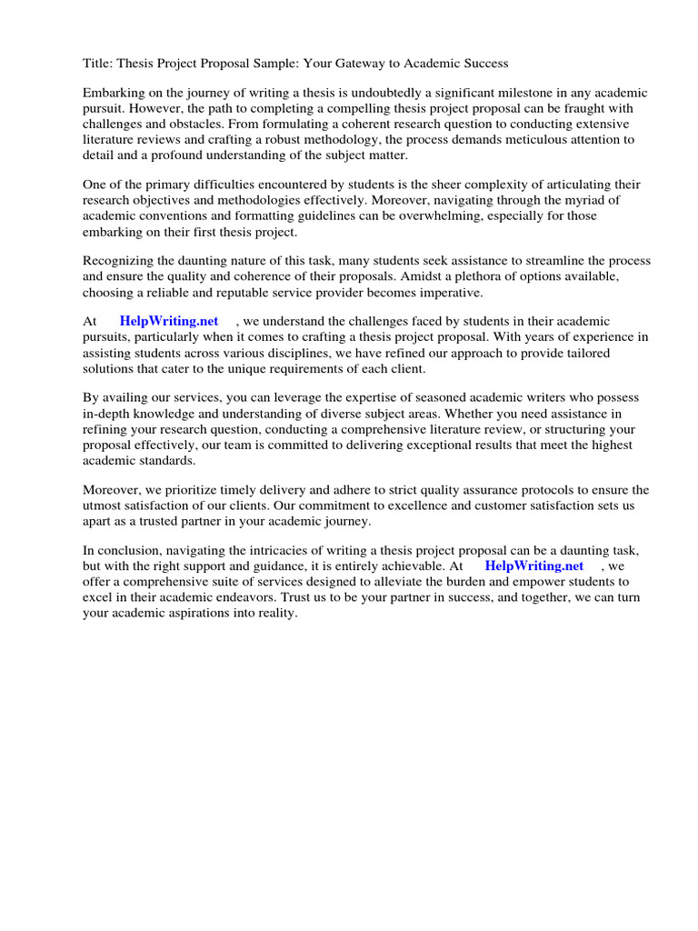 Thesis Project Proposal Sample | PDF