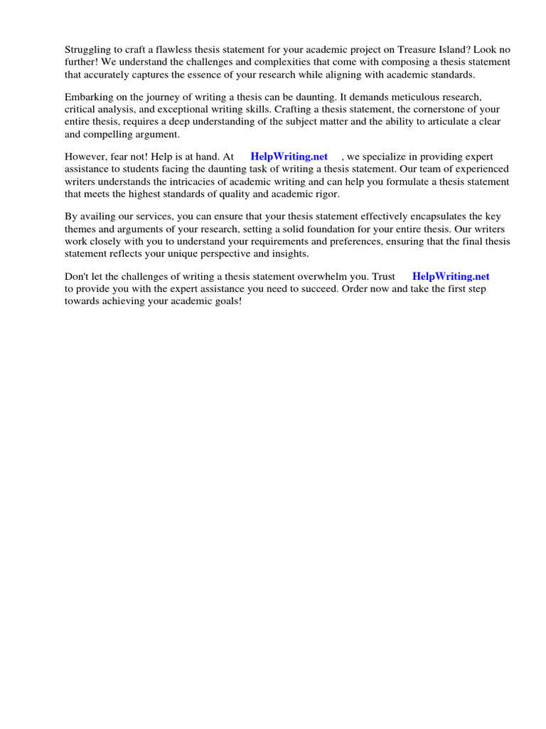 Thesis Statement Treasure Island | PDF | Thesis | Essays