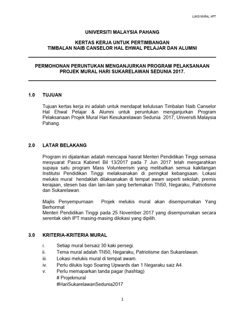Permohonan Program Mural Sukarelawan 2017 | PDF | Ilmu Sosial