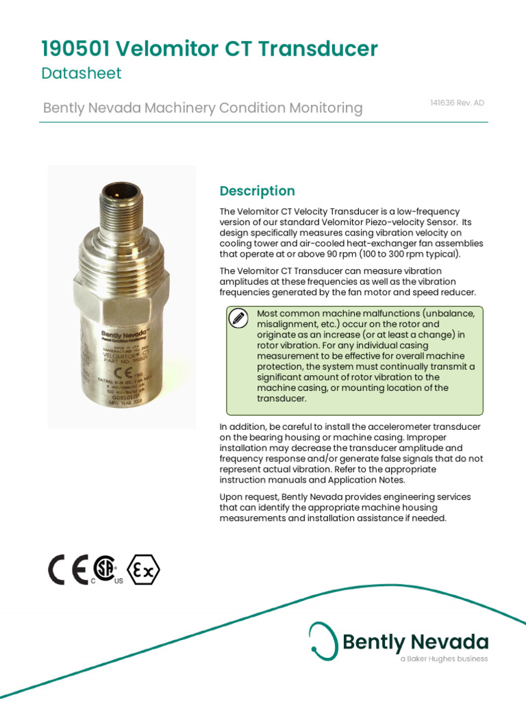 Velomitor CT Transducer Datasheet - 141636 | PDF