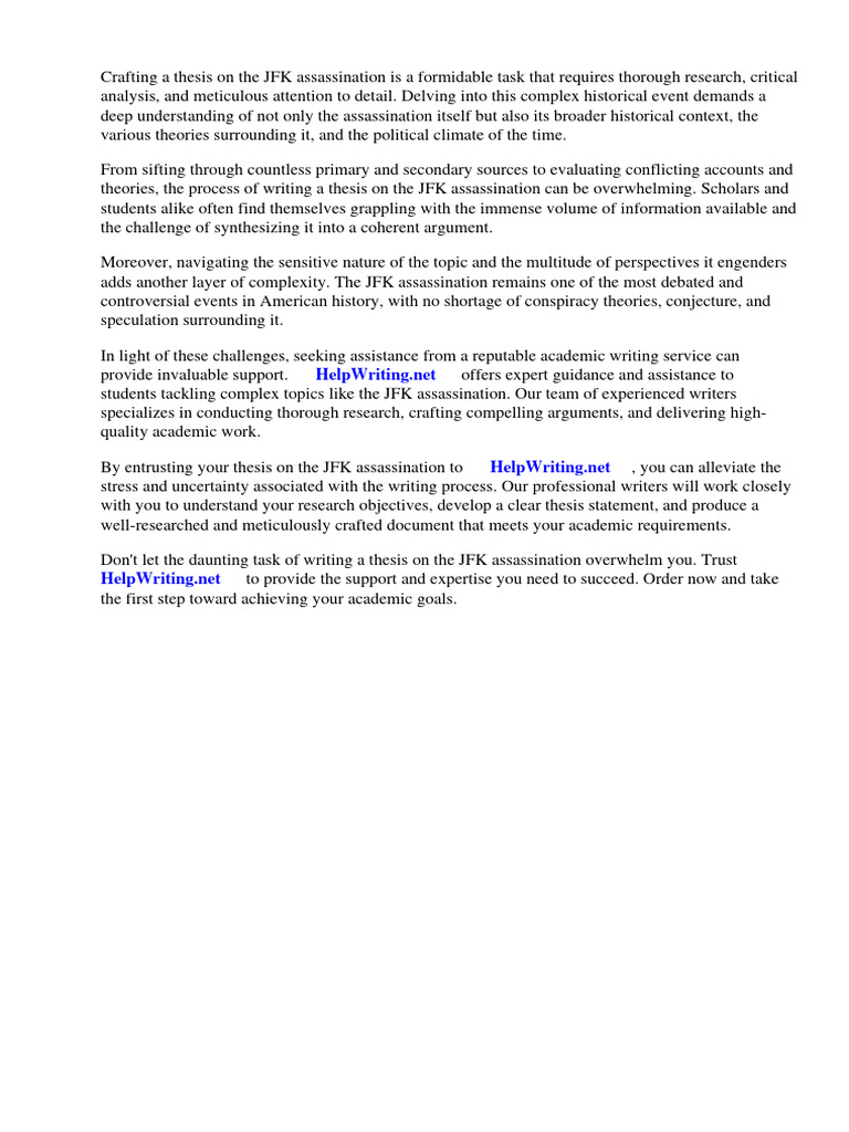 JFK Assassination Essay Thesis | PDF | Assassination Of John F. Kennedy | John F. Kennedy ...