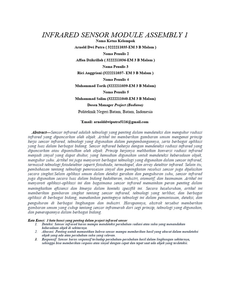 Infrared Sensor Module Assembly 1 | PDF