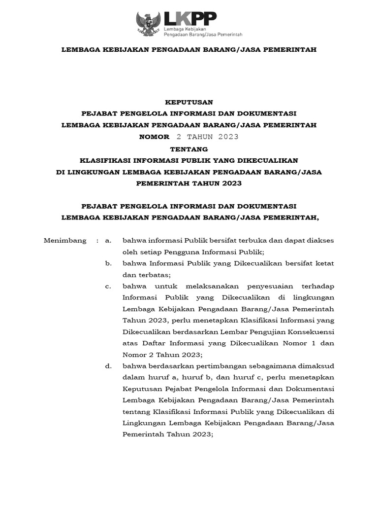 DIK LKPP No. 2 TH 2023 | PDF