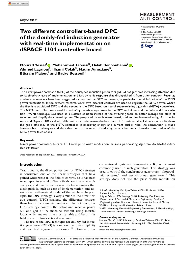 DPC Strategies for DFIG Using NSTA | PDF | Power Inverter | Wind Power