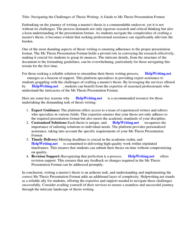 Ms Thesis Presentation Format | PDF | Thesis | Microsoft Power Point