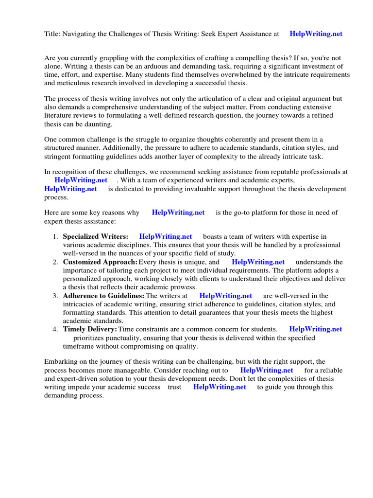 Help Developing A Thesis | PDF