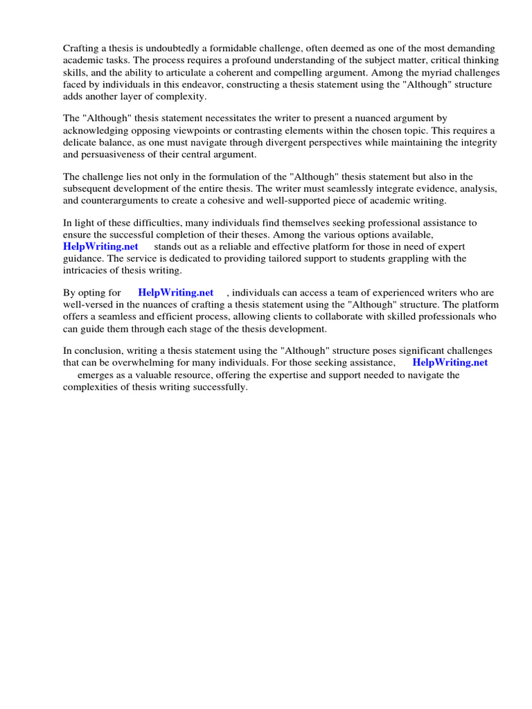 Thesis Writing: Mastering "Although" Statements | PDF