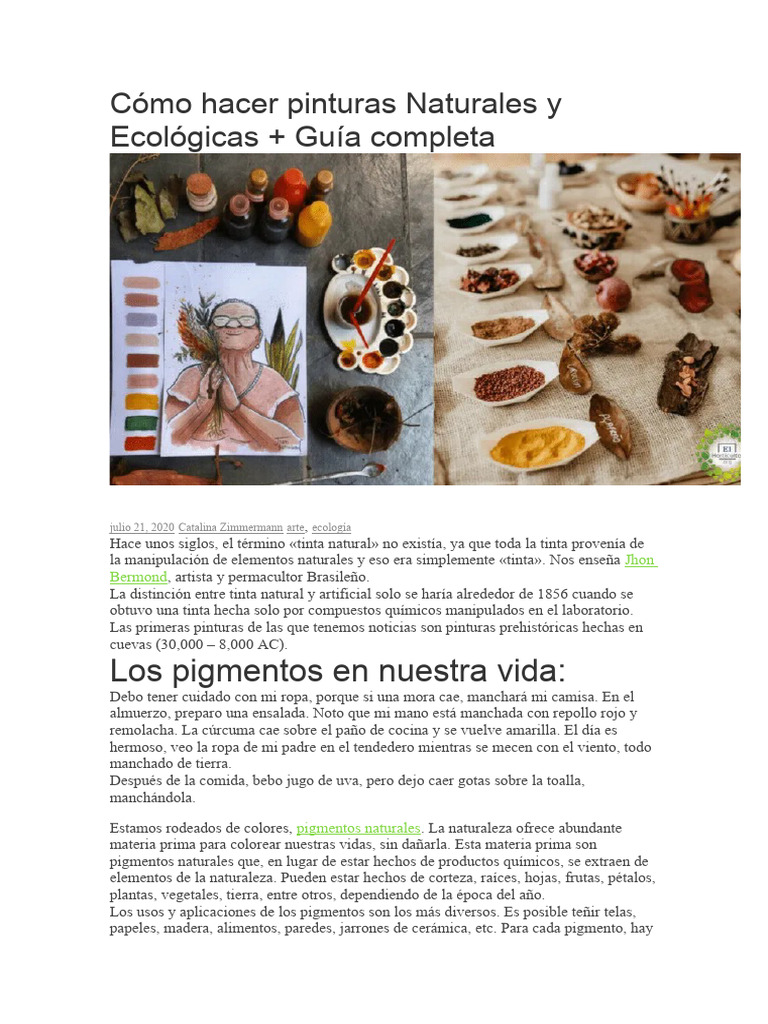 Cómo Hacer Pinturas Naturales y Ecológica1 | PDF