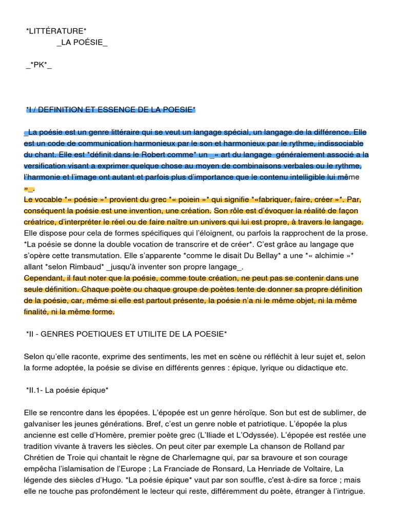 Littérature La Poésie | PDF