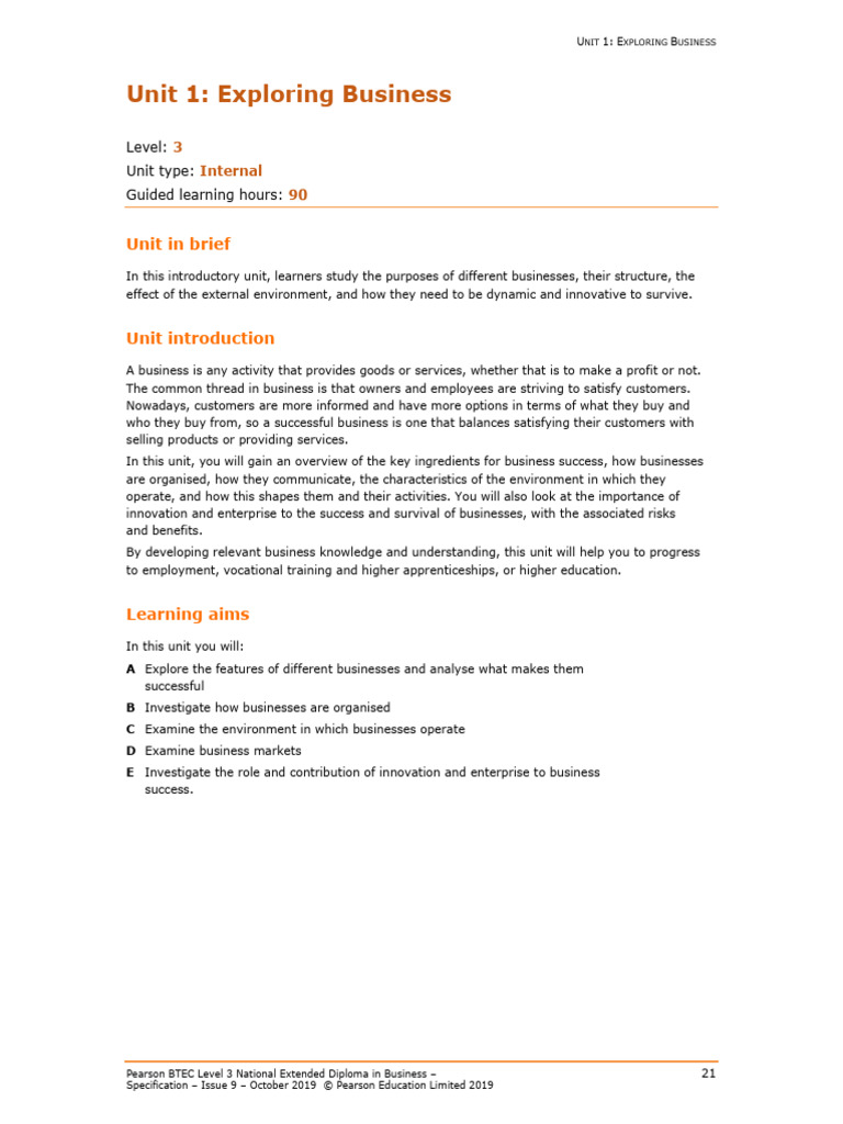 Unit 1 Exploring Business (UK) | PDF | Corporate Social Responsibility | Learning