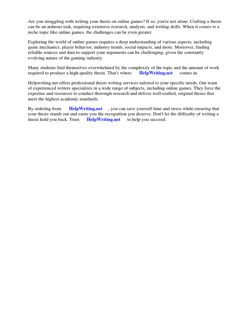 Online Games Thesis PDF | PDF | Customer Experience | Consumer Behaviour