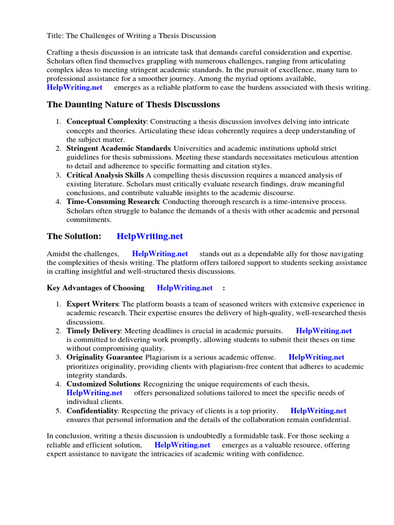 Writing a Thesis Discussion | PDF