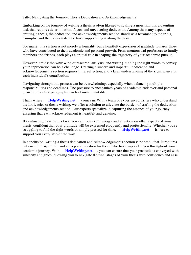 Thesis Dedication and Acknowledgements | PDF