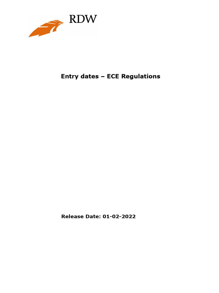 ECE Regulation Entry Dates 2022 | PDF | Headlamp | Vehicles
