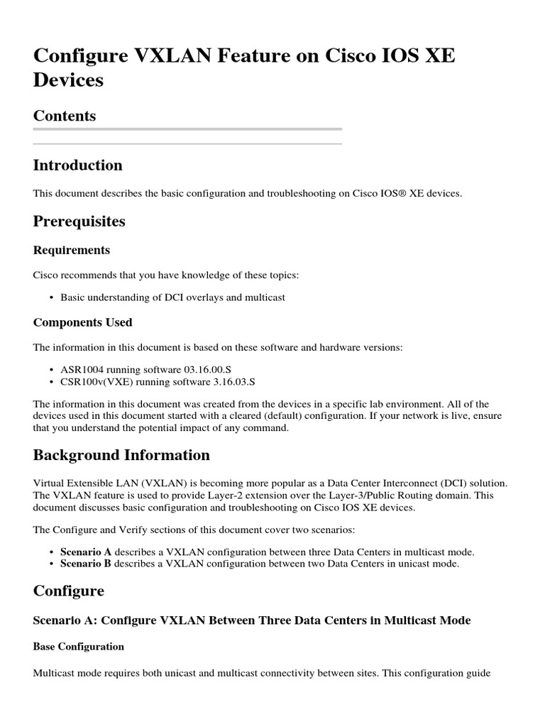 Cisco - Configure VXLAN Feature On Cisco IOS XE | PDF