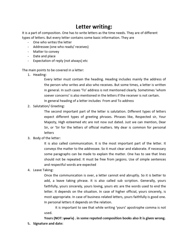 Letter Writing | Download Free PDF | Communication | Writing