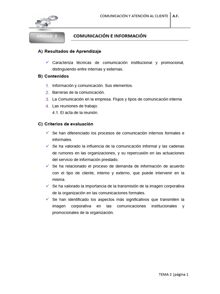 TEMA 2 Subrayado | PDF | Comunicación | Business