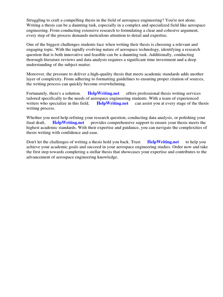 Thesis Topics Aerospace Engineering | PDF