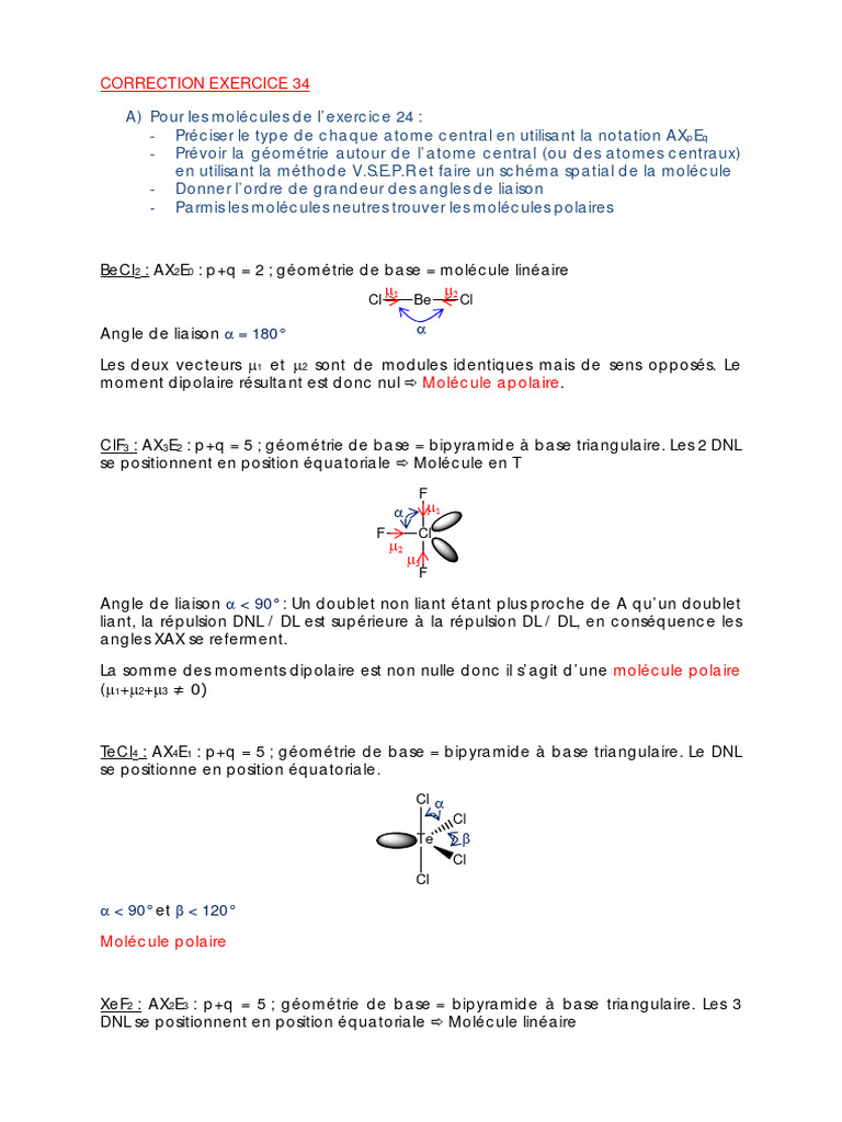 Géométrie des molécules AXpEq | PDF