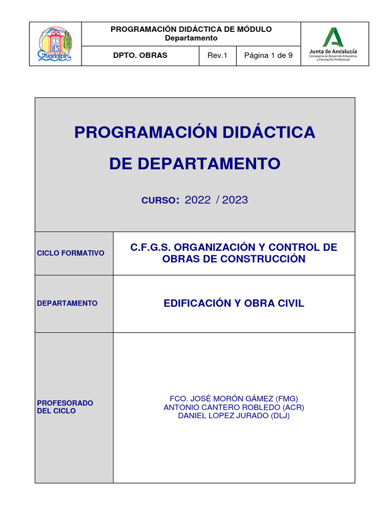 Programación Completa 1º y 2º Ococ (2022-23) | PDF